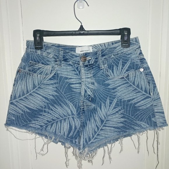 Current/Elliott | Shorts | Currentelliott Wiley High Rise Palm Leaf ...